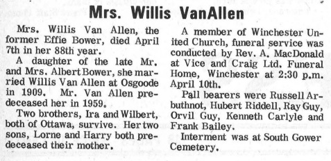 Effie Cecile BOWER - Ancestors of Wayne Bower and Laurie McBurmey